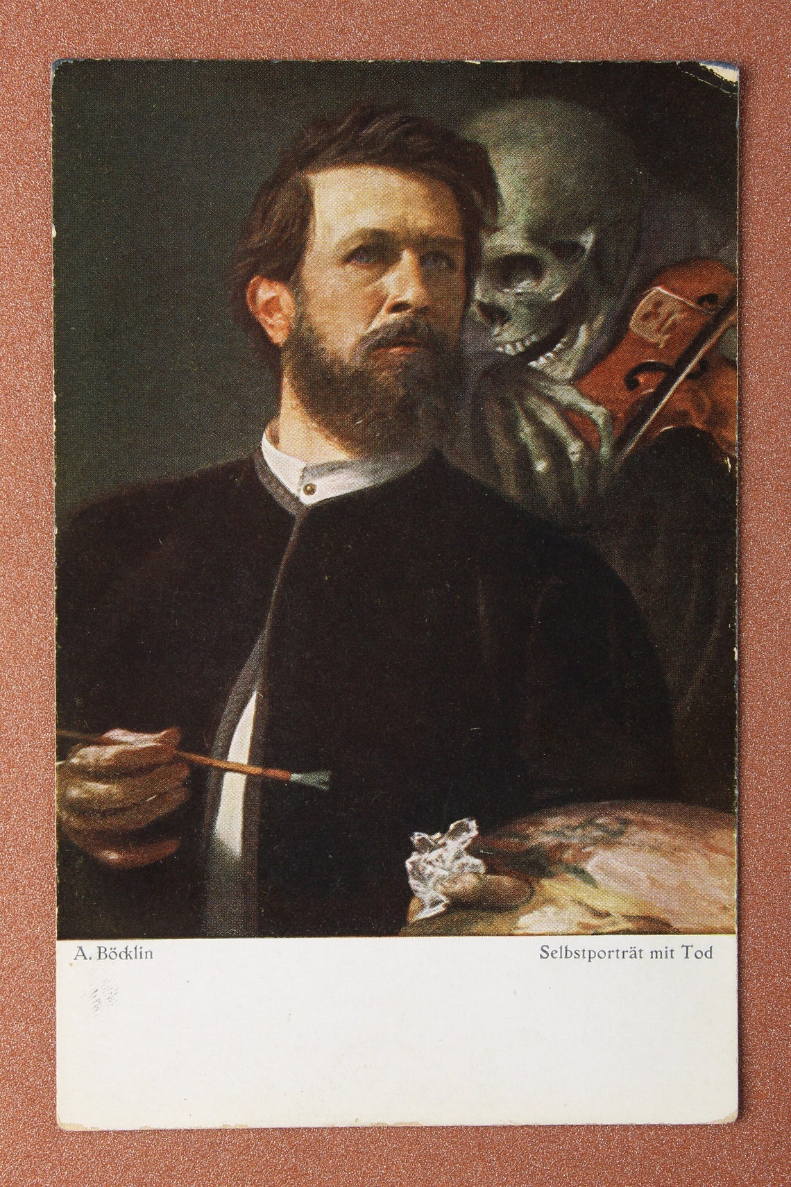 DEATH and ARTIST. Self-portrait. Violin. Human skull. Devil | Etsy