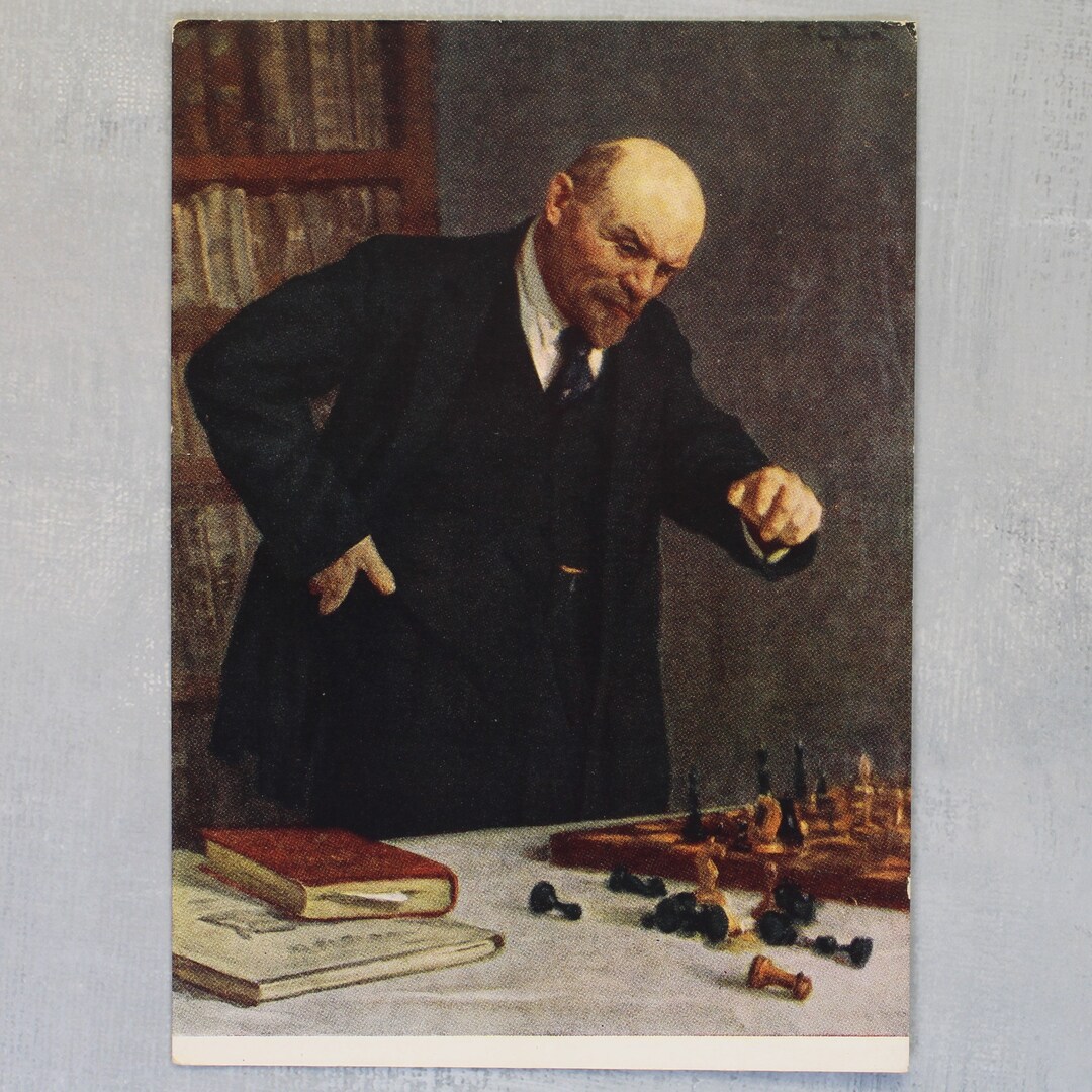 CHESS. Communist Leader Vladimir LENIN. Vintage Russian Postcard USSR ...