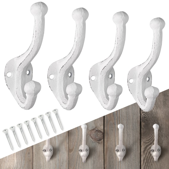 Rustic Cast Iron Coat Hooks 4 Pack Wall Mounted Farmhouse - Etsy