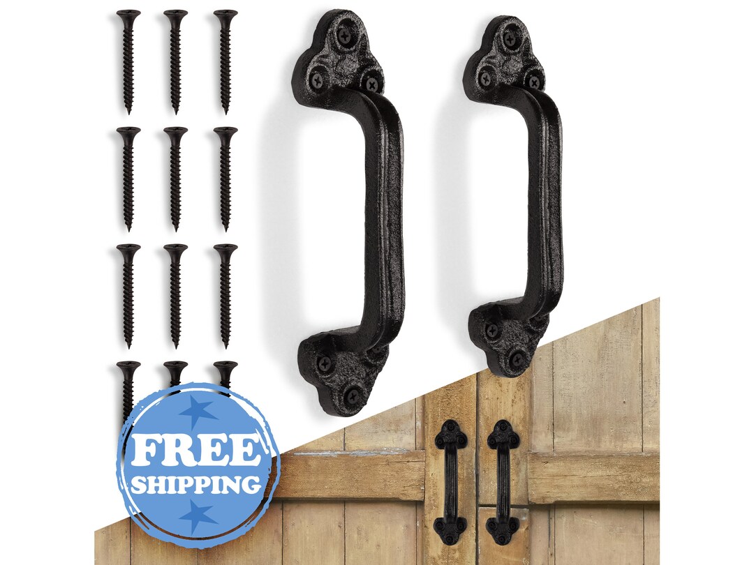 Large - Extra Rustic Gate Handles (set of 2) Black, Farmhouse, Cast ...