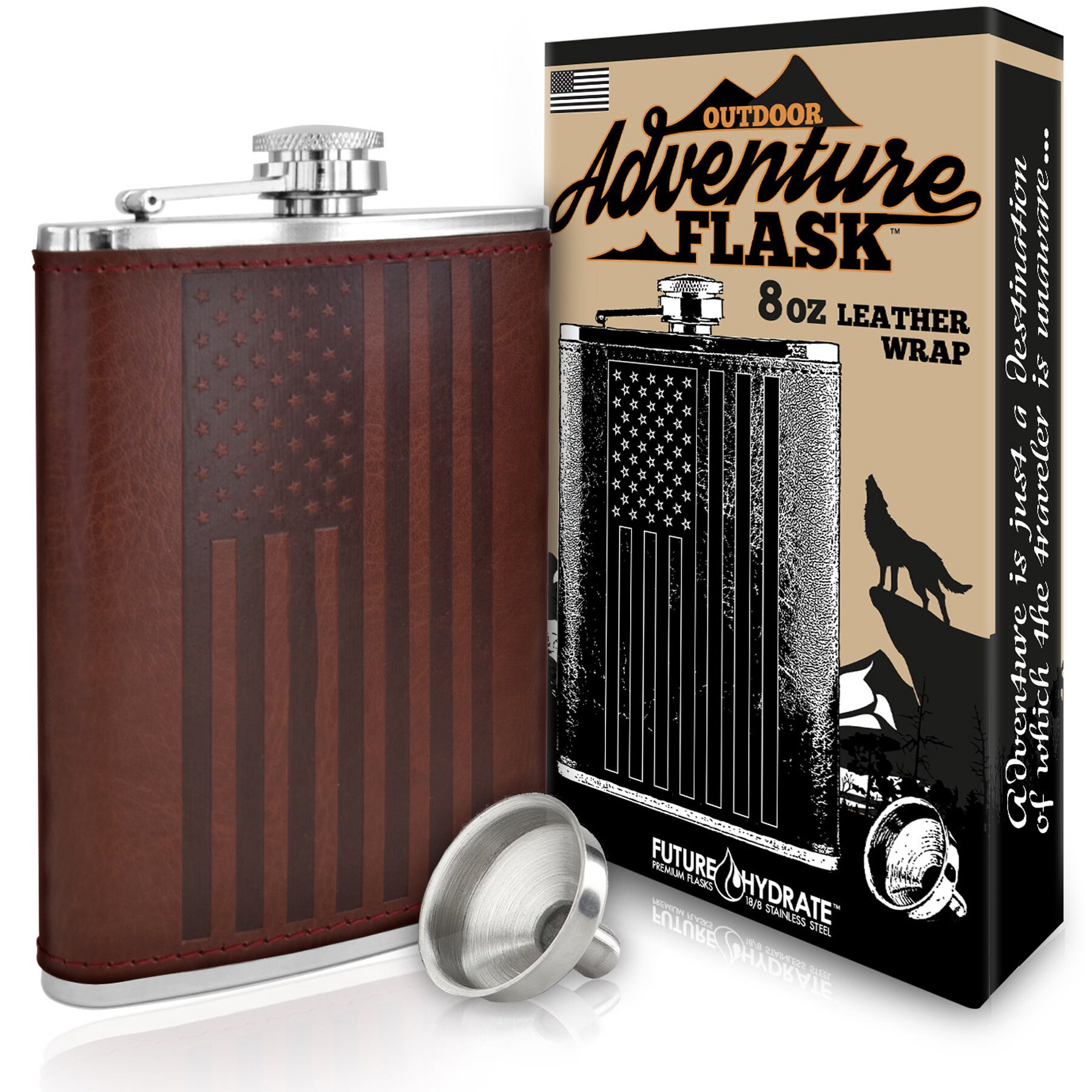 American Flag Flask 8 Oz Premium Soft Touch Leather Wrap - Etsy