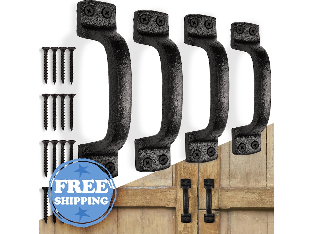 Rustic Gate Handles (set of 4) Black, Farmhouse, Cast Iron, Barn Door ...