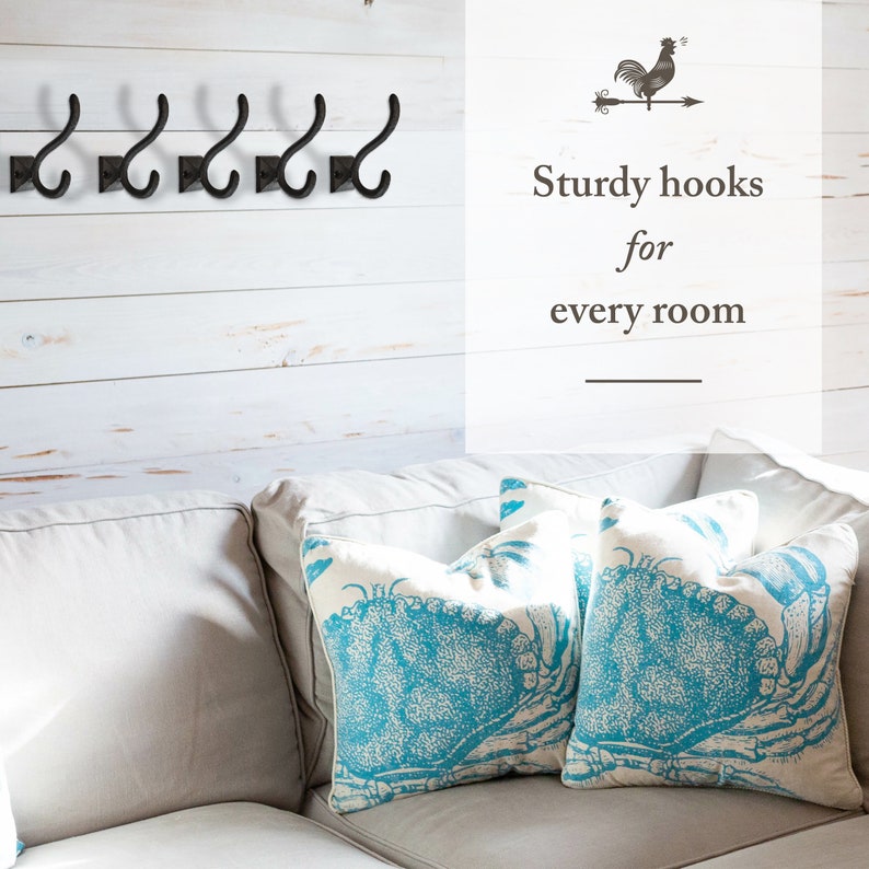 Rustic Cast Iron Coat Hooks 5 Pack Wall Mounted Farmhouse - Etsy
