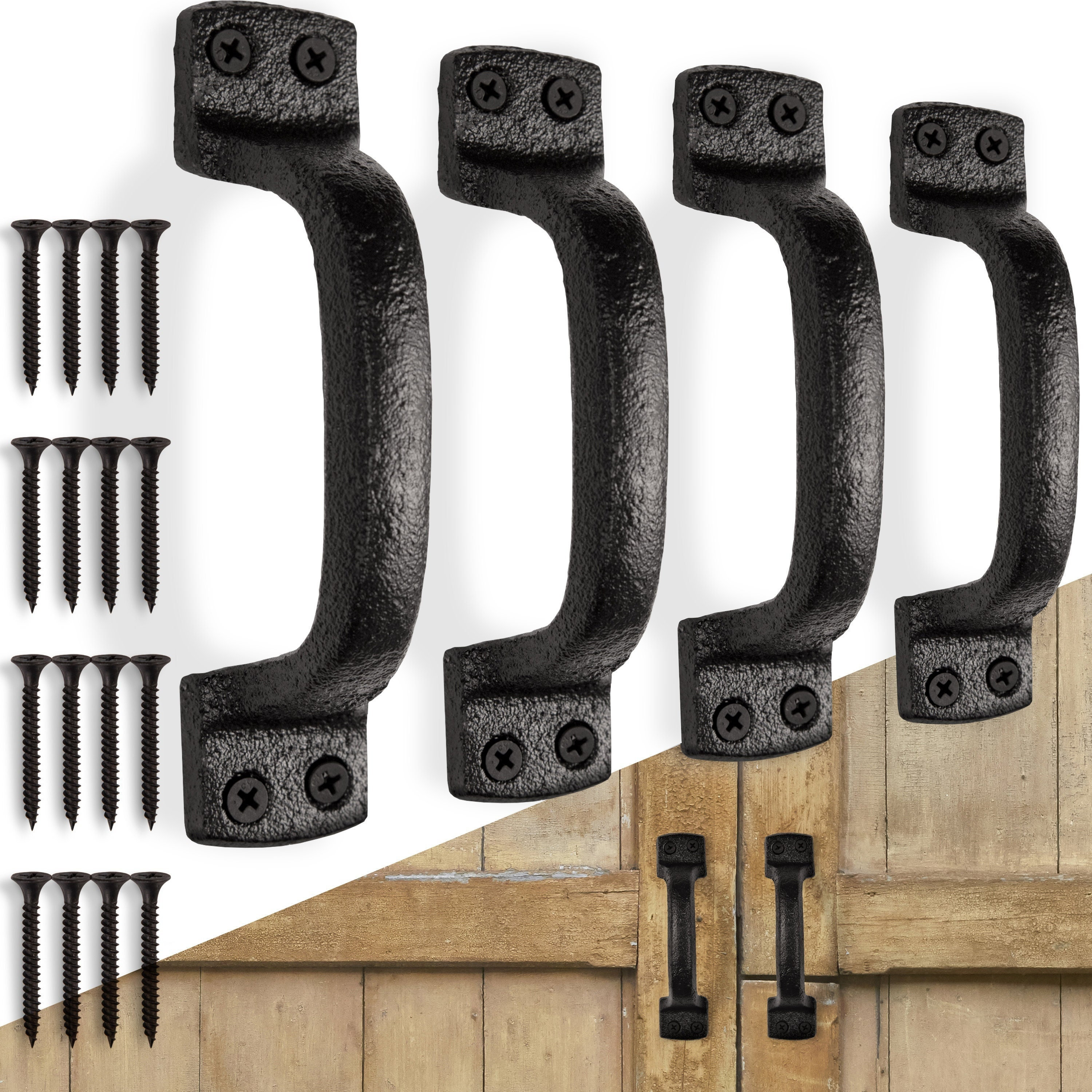 Rustic Gate Handles set of 4 Black Farmhouse Cast Iron | Etsy