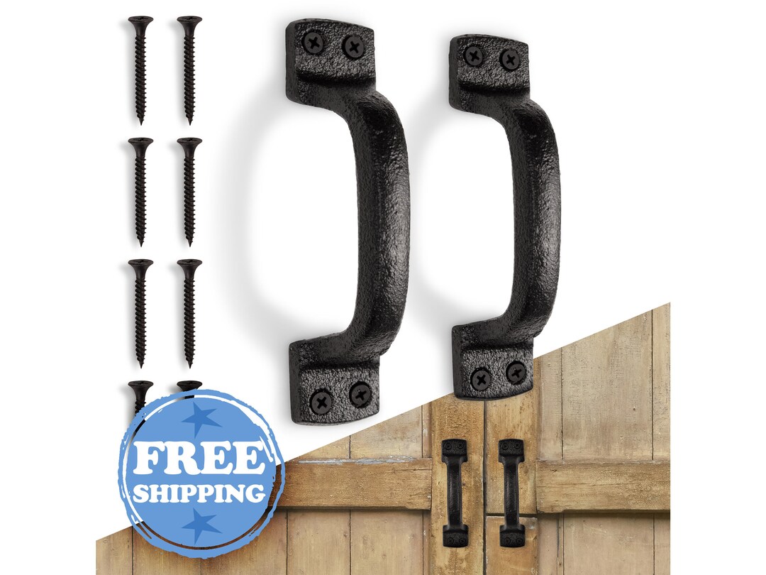 Rustic Gate Handles (set of 2) Black, Farmhouse, Cast Iron, Barn Door ...