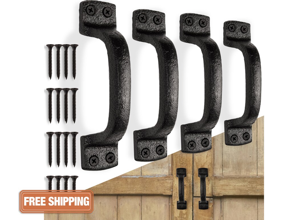 Rustic Gate Handles set of 4 Black Farmhouse Cast Iron - Etsy
