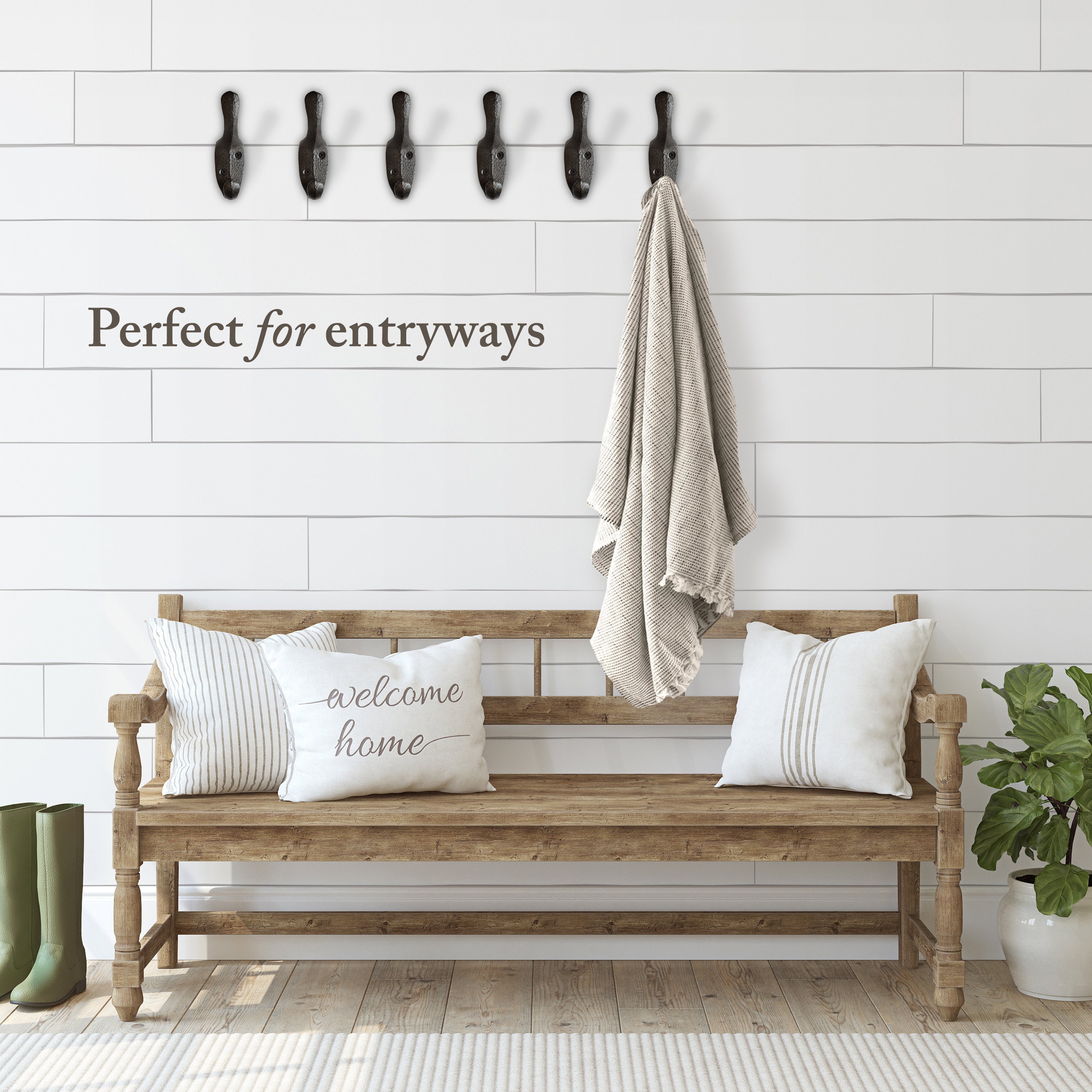 Rustic Cast Iron Coat Hooks 5 Pack Wall Mounted Farmhouse - Etsy