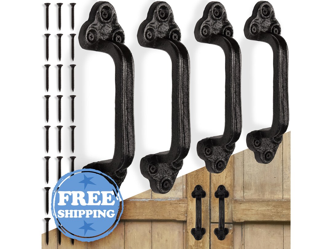 Large Rustic Gate Handles (set of 4) Black, Farmhouse, Cast Iron, Barn ...