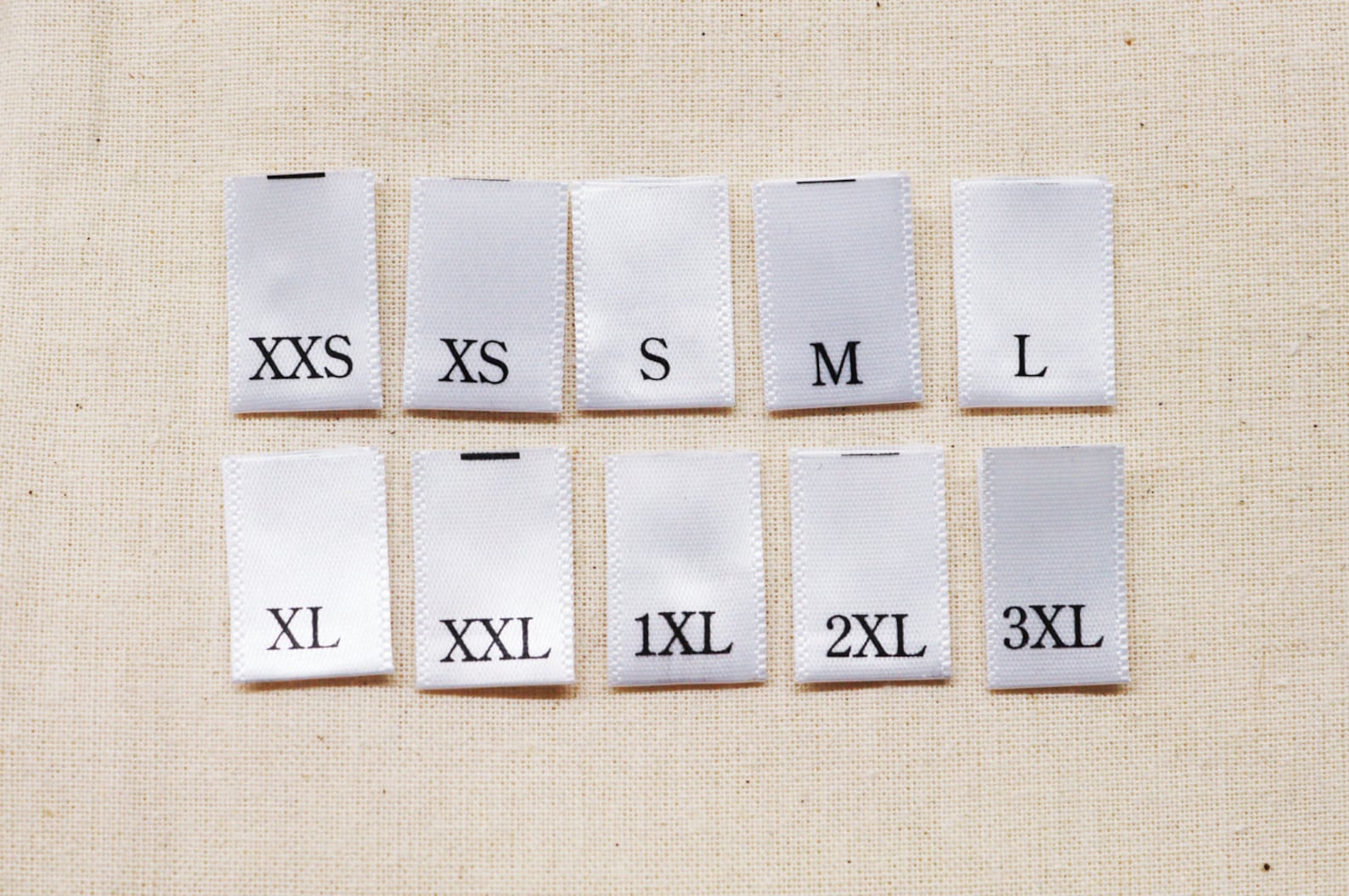 Printed Satin Size Tabs White Clothing Labels With Black - Etsy