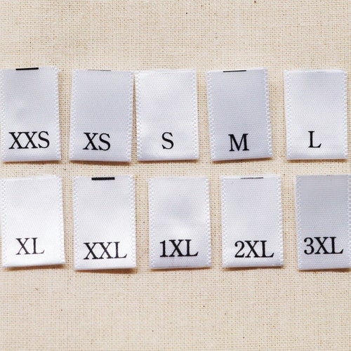 Printed Satin Size Tabs White Clothing Labels With Black - Etsy