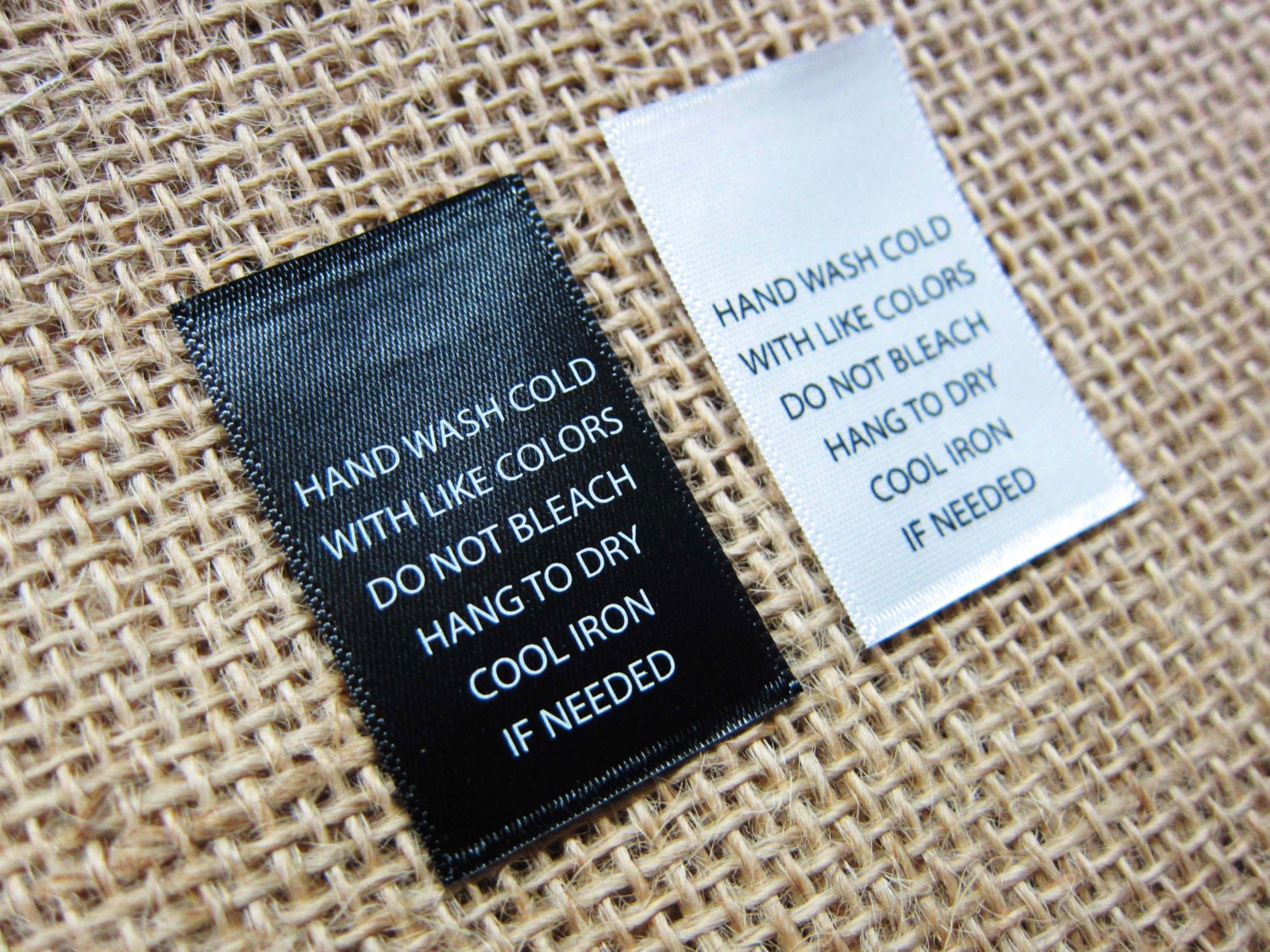 Printed Satin Care Labels- Hand Wash Cold With Like Colors - 1" (W) X 1 ...