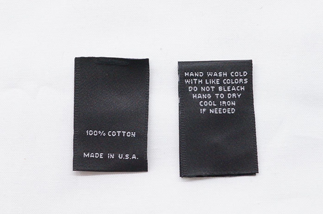 Woven Care Clothing Labels - Black With White Text - Center Fold - 100 ...