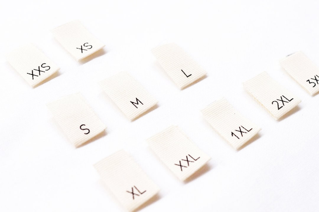 Printed Cotton Size Tabs - Natural Color Clothing Labels With Black ...