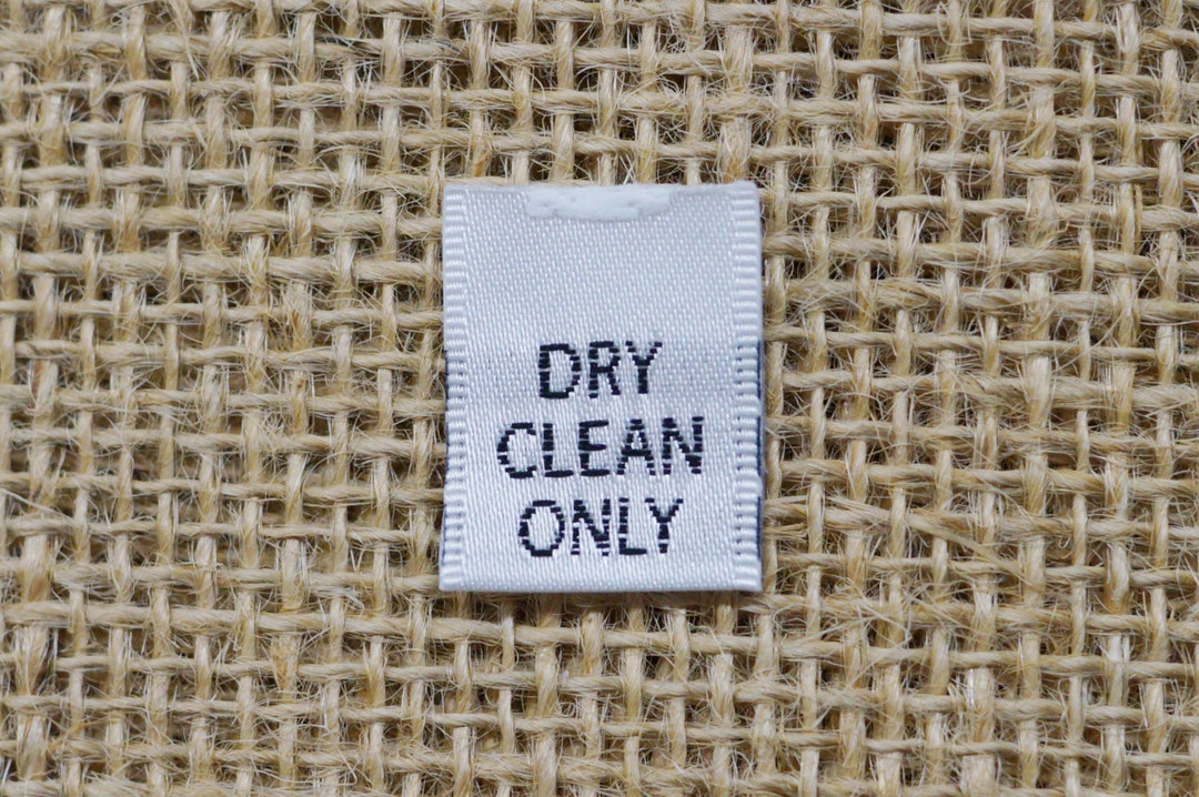 Woven Dry Clean Only Tab - White Clothing Label With Black Letters ...