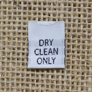 Woven Dry Clean Only Tab - White Clothing Label With Black Letters ...