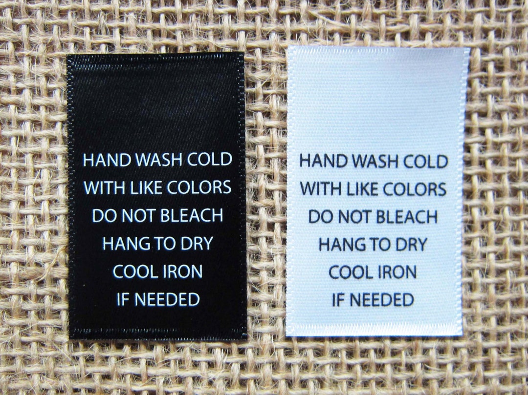 Printed Satin Care Labels- Hand Wash Cold With Like Colors - 1" (W) X 1 ...
