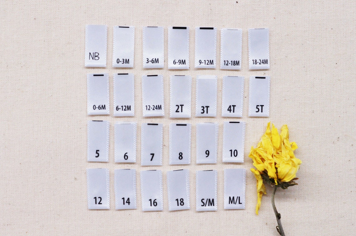 Printed Satin Size Tabs-for Childrens / Kids & Baby - Etsy