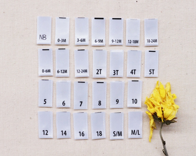 Number Tags, Clothing Size Labels, Mixed Size Label, Cotton Size Tags ...