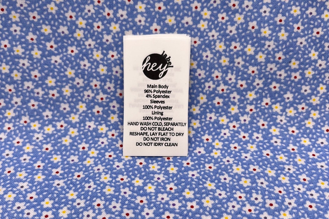 Custom Printed Nylon Care Labels - White Labels With Black Print ...