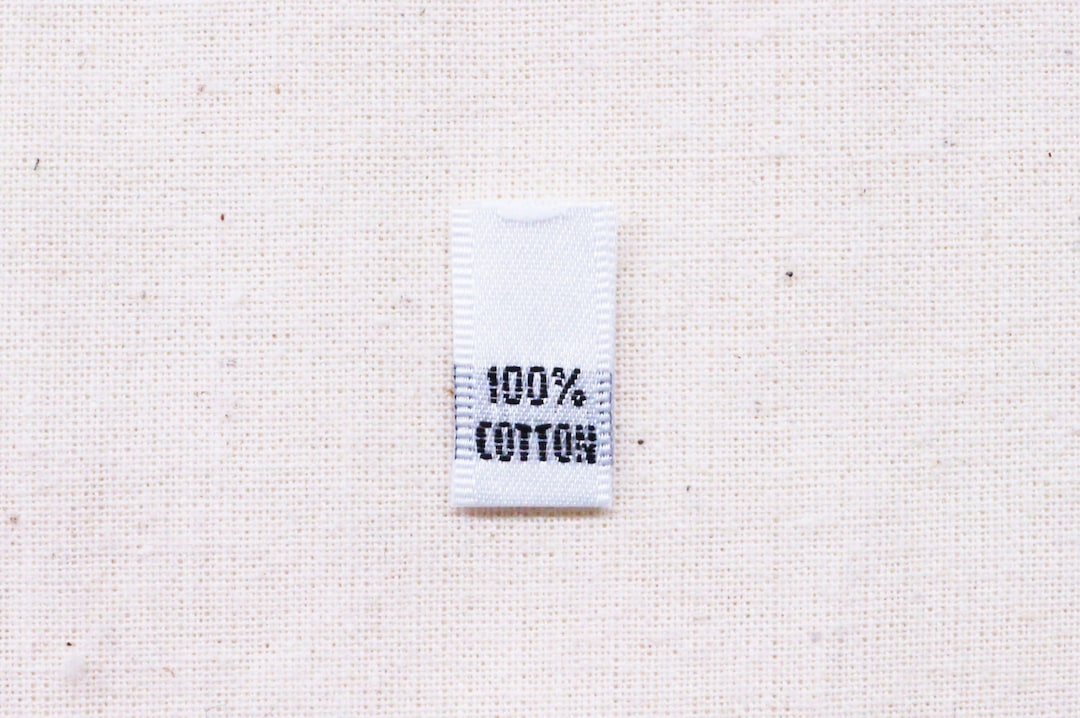 Woven Satin "100% Cotton" Tabs - White Color Clothing Labels With Black ...