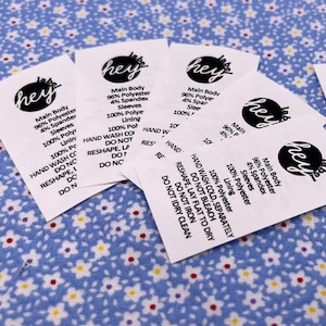 Custom Printed Nylon Care Labels - White Labels With Black Print ...