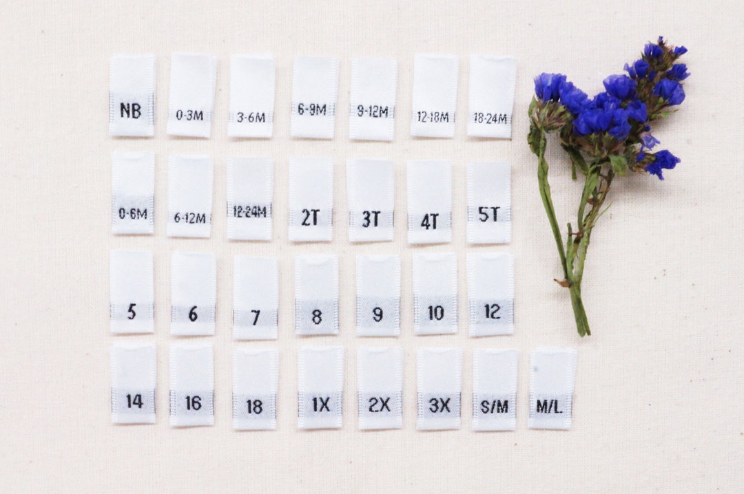 Woven Size Tabs - for Childrens / Kids & Baby Clothing - White Labels ...