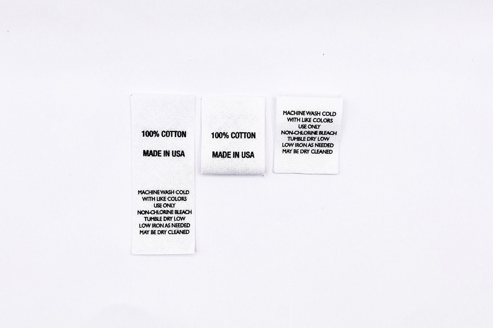 Custom Cotton Care Labels - White Soft Cotton - Flat, Straight Cut (NOT ...