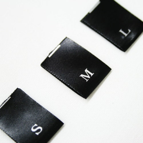 Printed Satin Size Tabs Black Clothing Labels With Silver - Etsy
