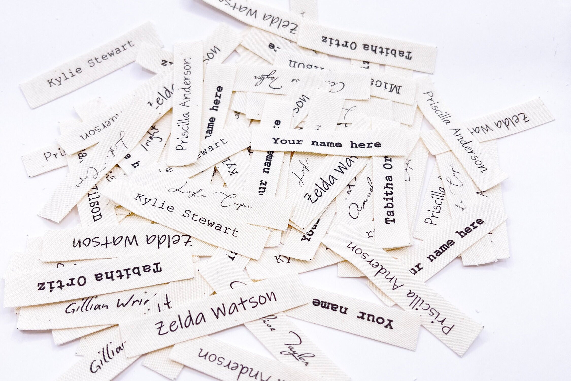 Fabric Name Tag, Natural Cotton, Personalized - 10 Mm X 50 Mm ,PRE CUT ...