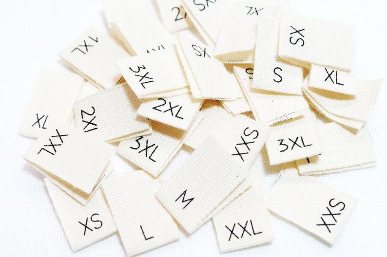 Printed Cotton Size Tabs Natural Color Clothing Labels With - Etsy