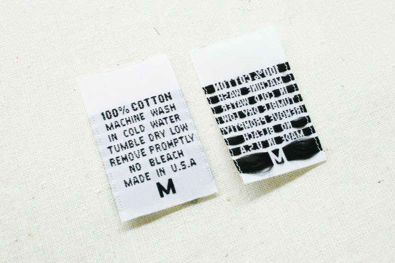 Woven Polyester Care Labels 100% Cotton With Sizes White - Etsy