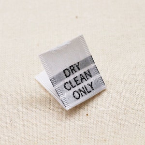 Woven Dry Clean Only Tab - White Clothing Label With Black Letters ...