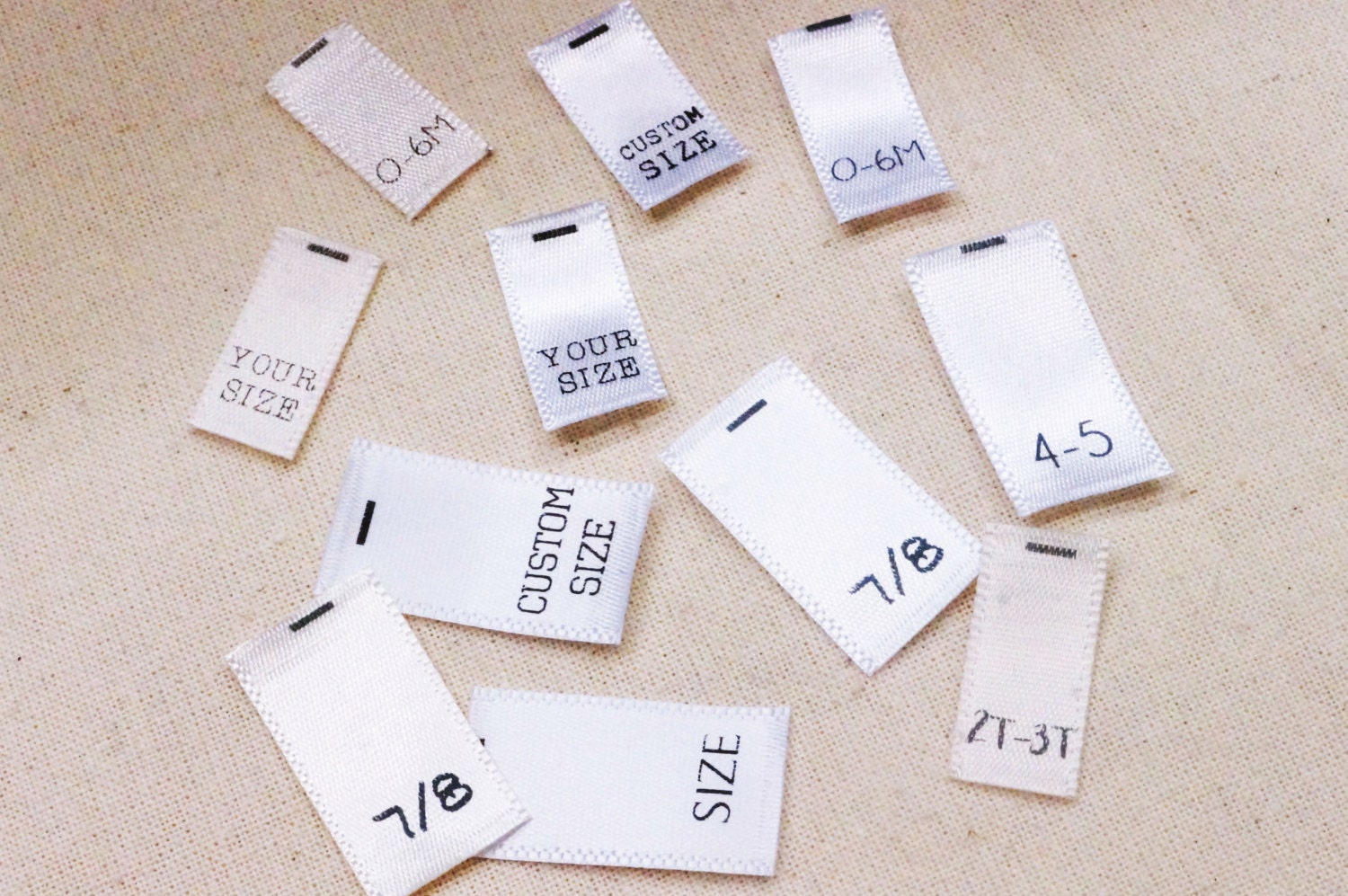 Custom Printed Satin Size Tabs Choose Your Own Sizes White - Etsy