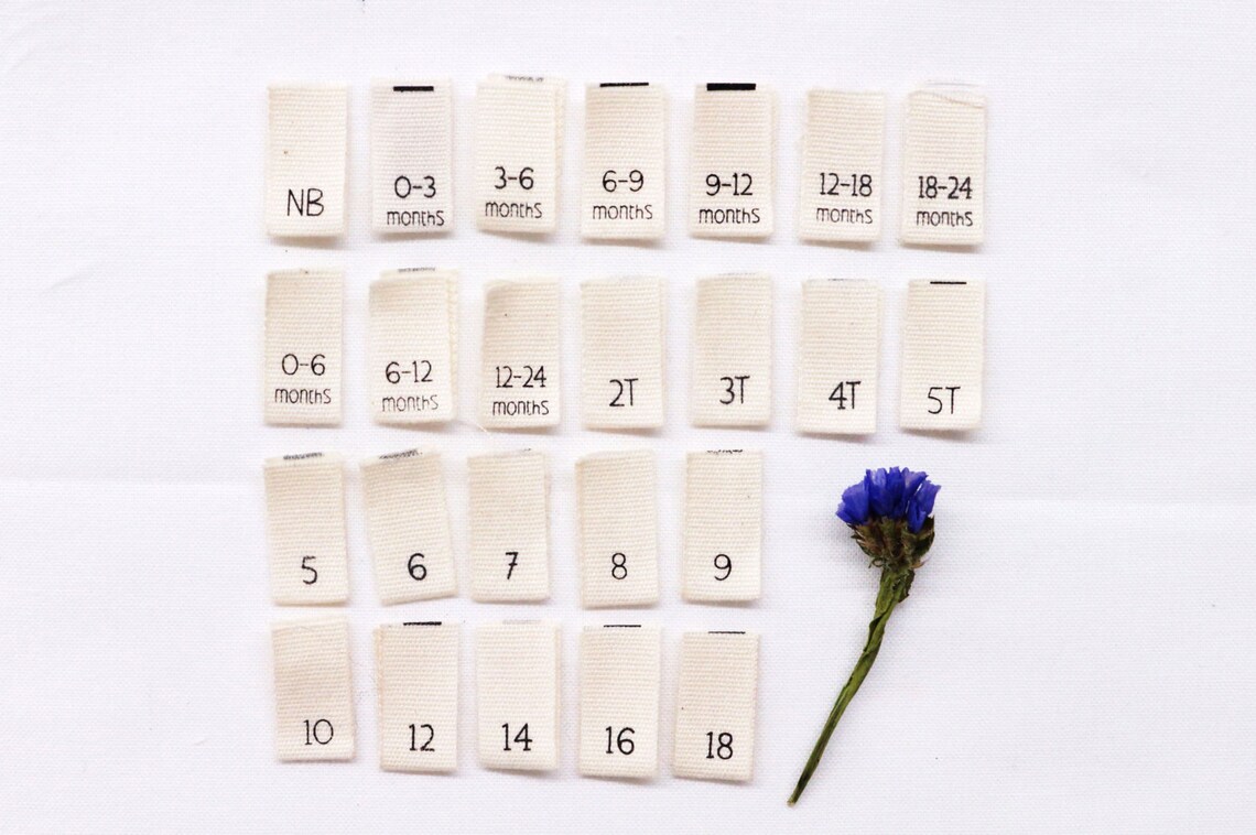 Printed Cotton Size Tabs for Childrens Kids & Baby Clothing - Etsy