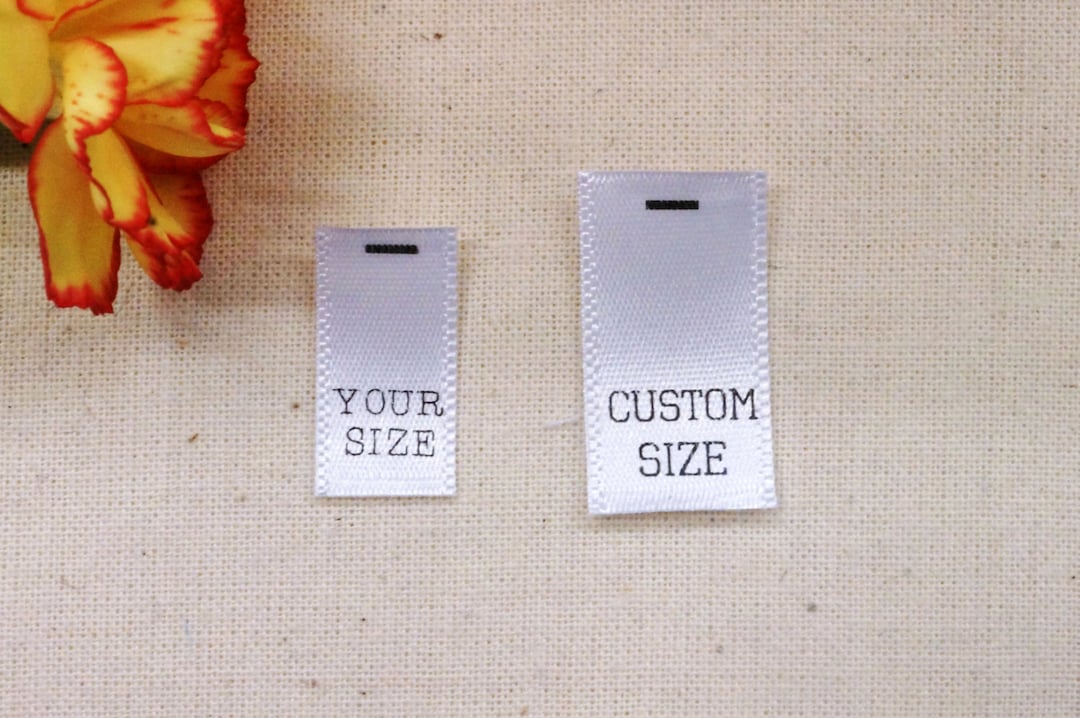 Custom Printed Satin Size Tabs - Choose Your Own Sizes - White or Ivory ...