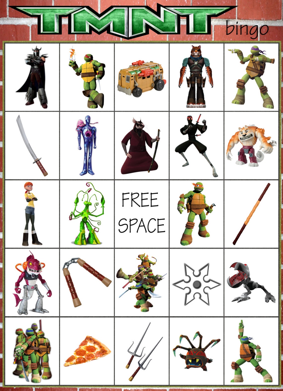 TMNT Bingo 10 Card - Etsy