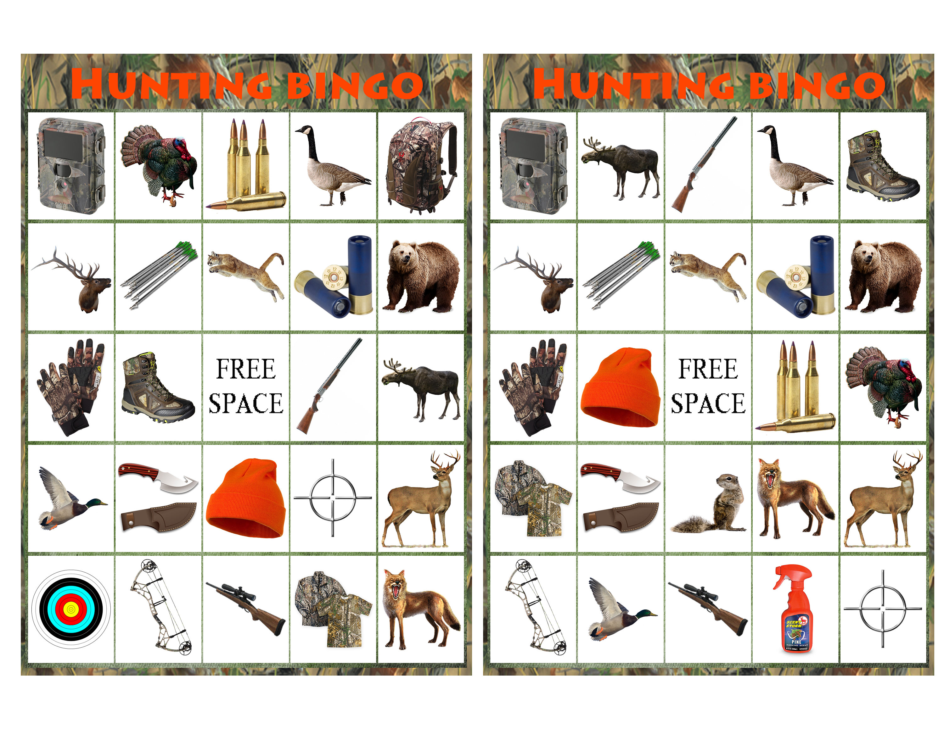 Hunting Bingo With 20 Playing Cards - Etsy