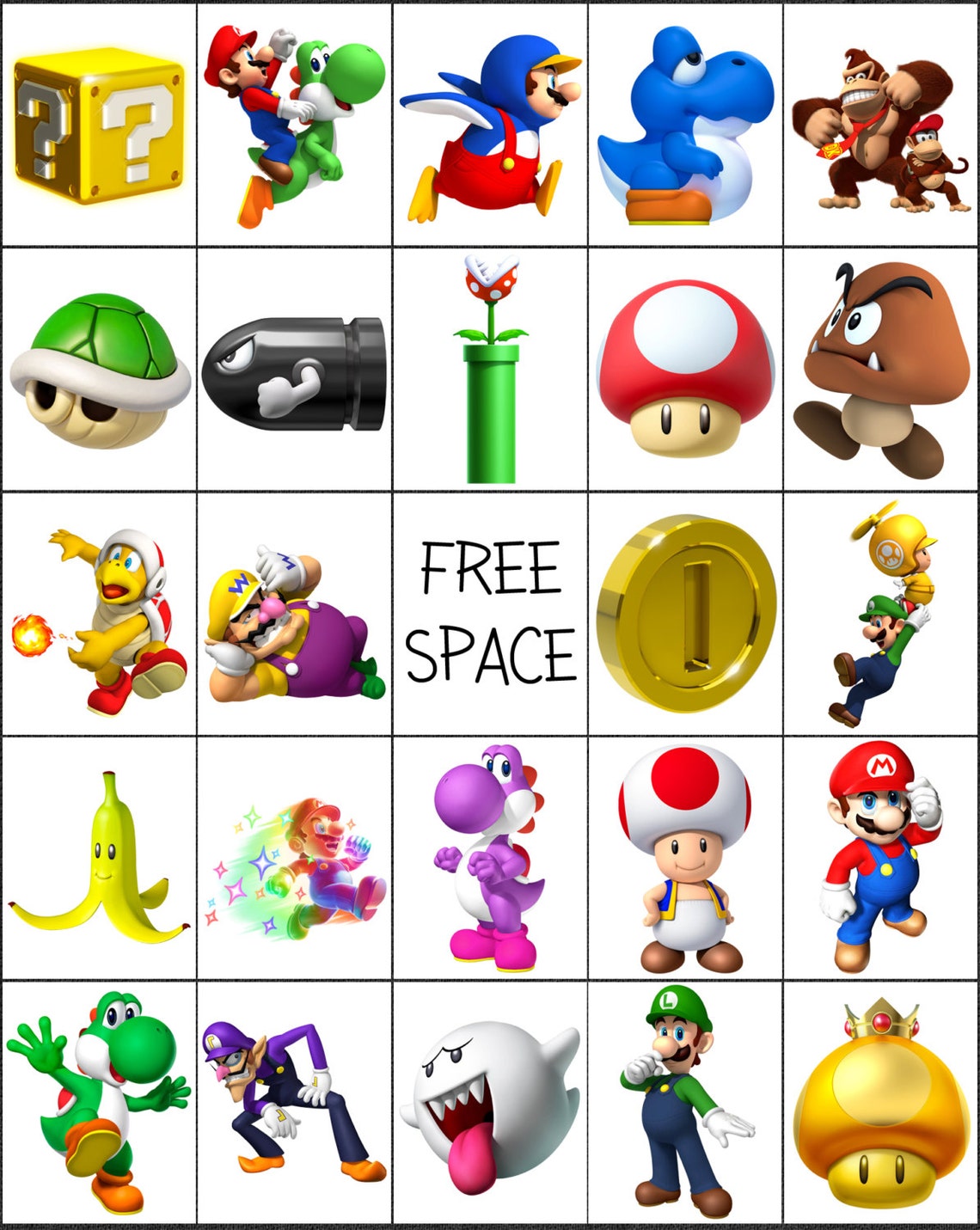 Super Mario Brothers Bingo 10 Card Printable - Etsy Australia
