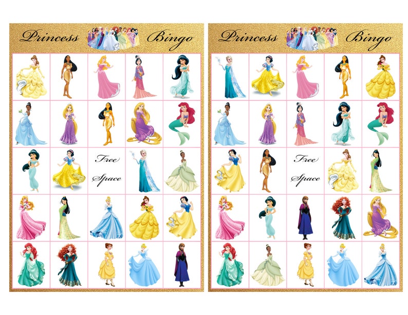 Princess Bingo 12 Card - Etsy