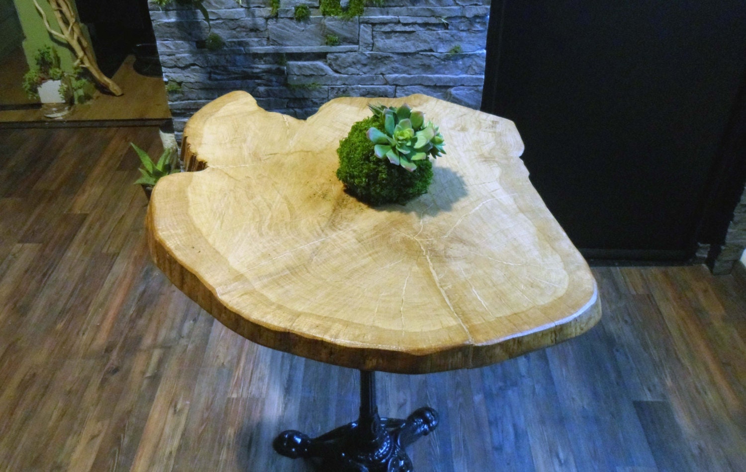 Table bistrot tranche de bois, table bar, bar table, wooden table ...
