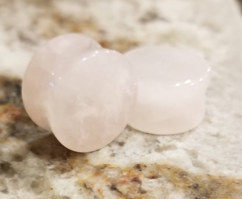 Rose Quartz Stone Double Flared Plugs pair | Etsy