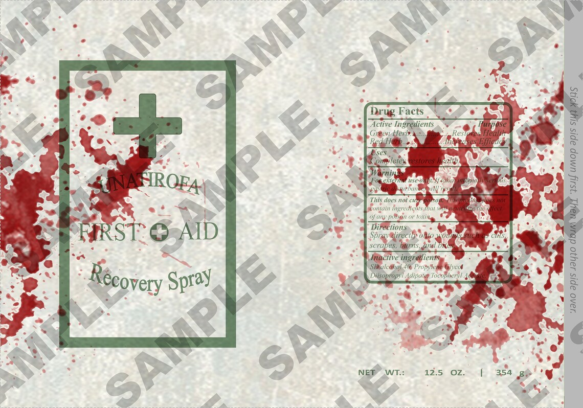 Resident Evil Unatirofa First Aid Spray Can Labels | Digital Download ...