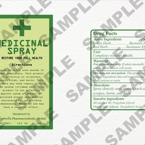 Resident Evil Medicinal Spray First Aid Spray Can Labels | Digital ...