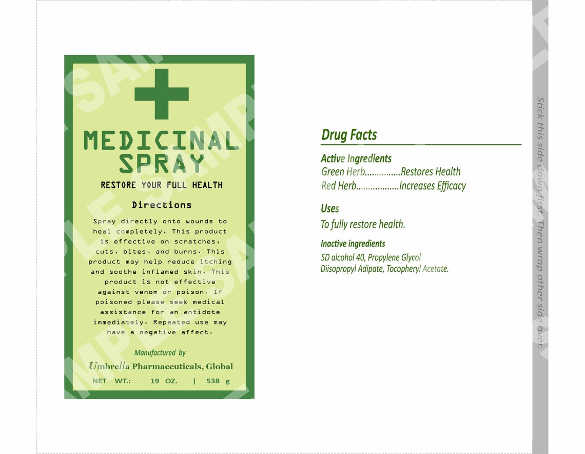 Resident Evil Medicinal Spray First Aid Spray Can Labels | Etsy