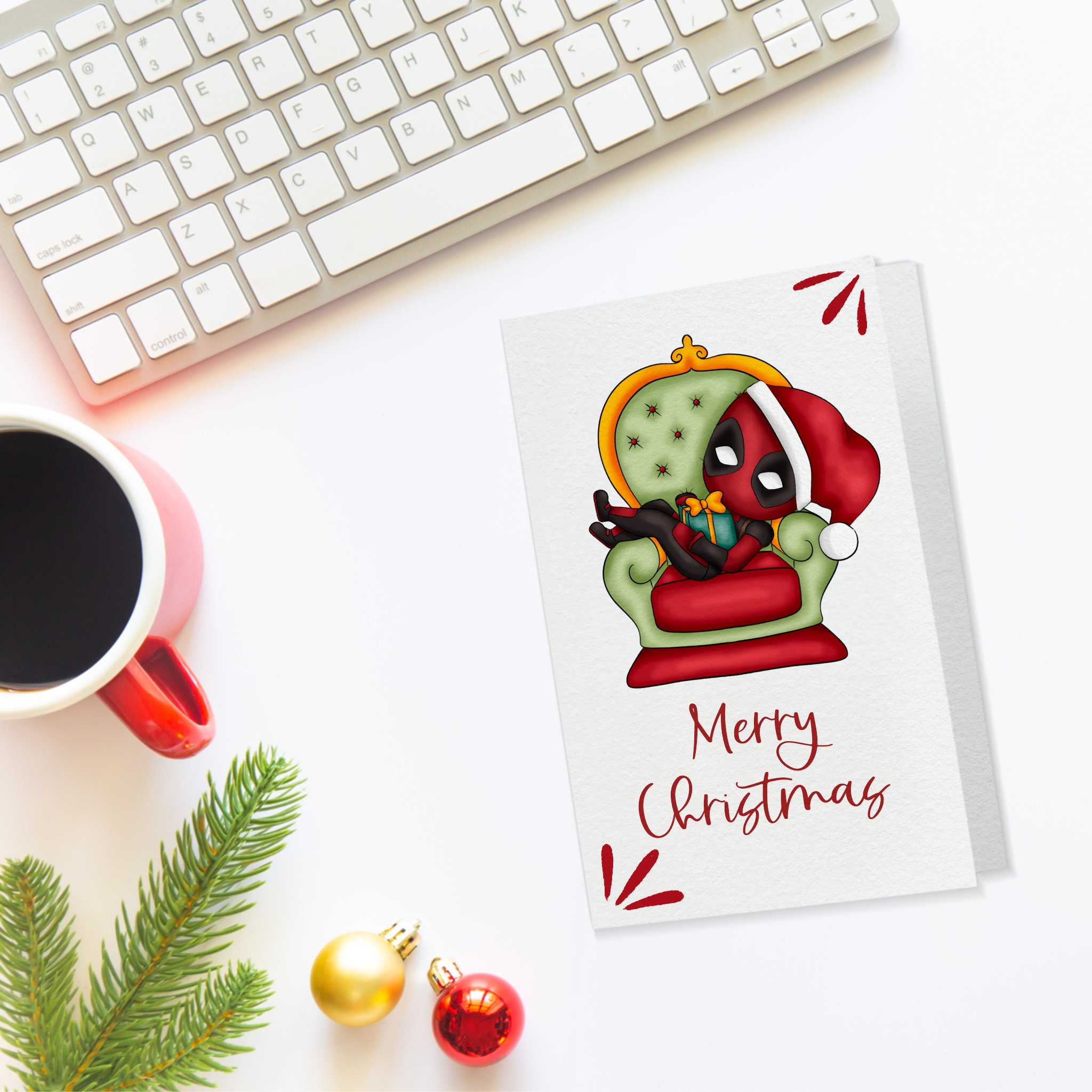 Christmas Deadpool Clipart Graphics Digital Illustration - Etsy