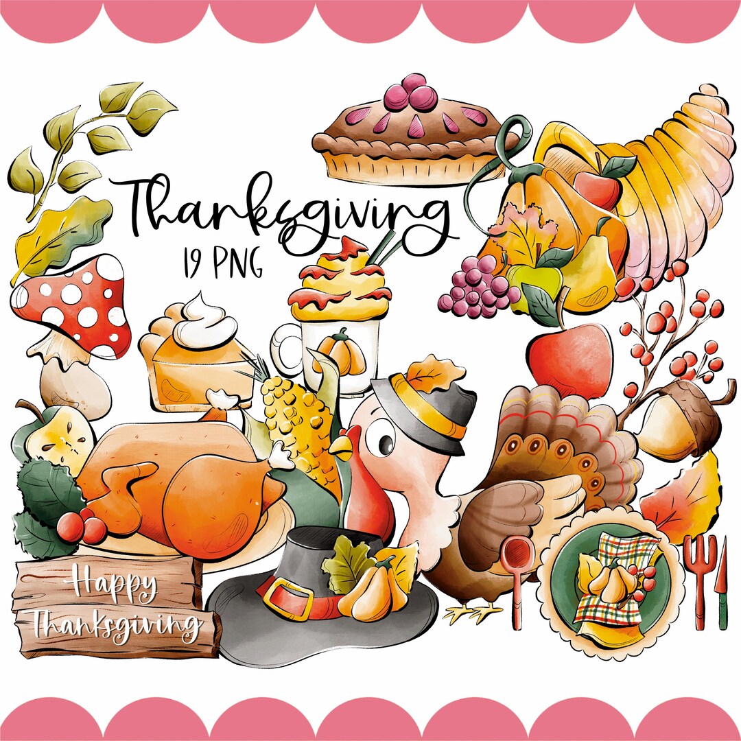 Thanksgiving Clipart Graphics Digital Illustration 300dpi Commercial ...