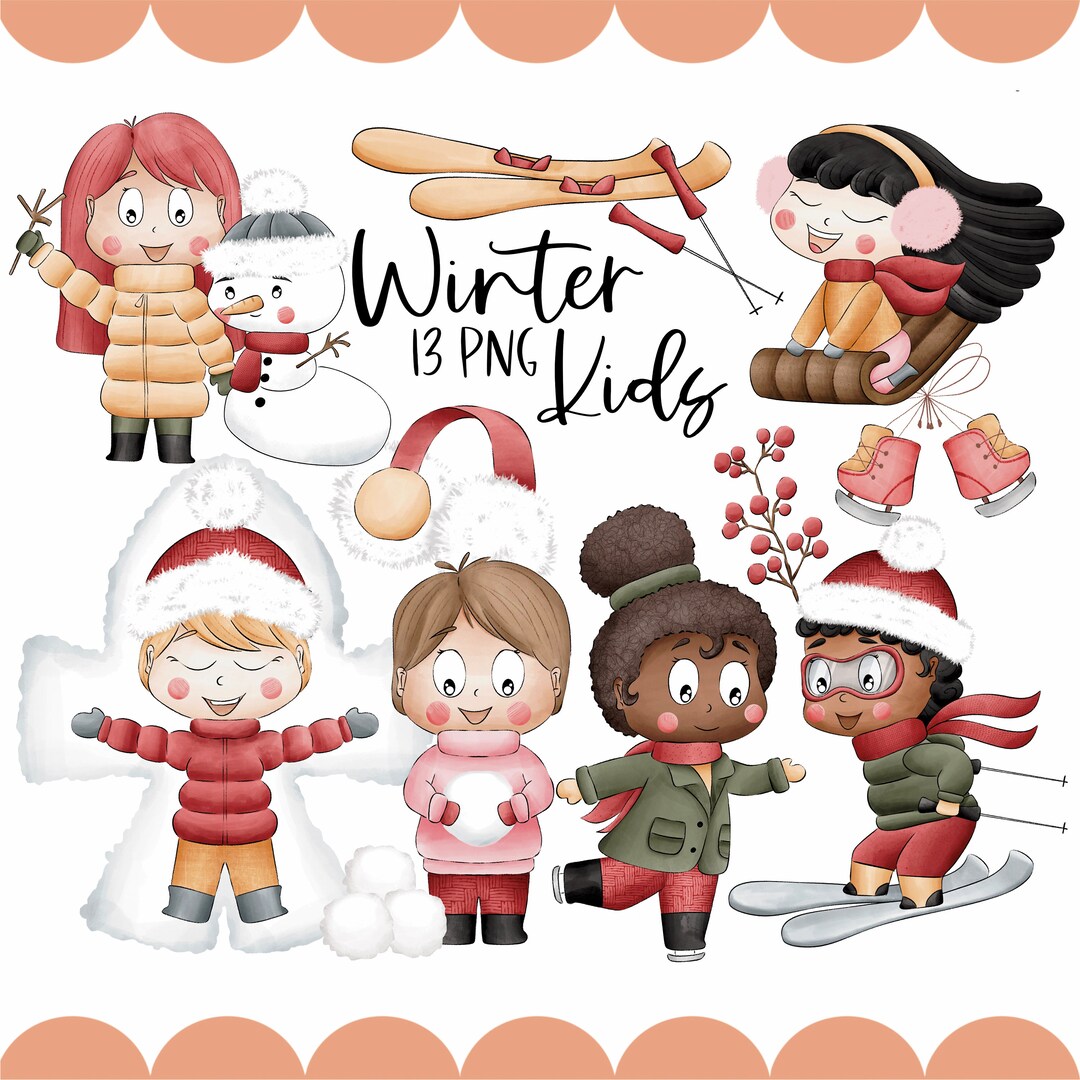 Winter Kids Clipart Graphics | Digital Illustration | Commercial ...