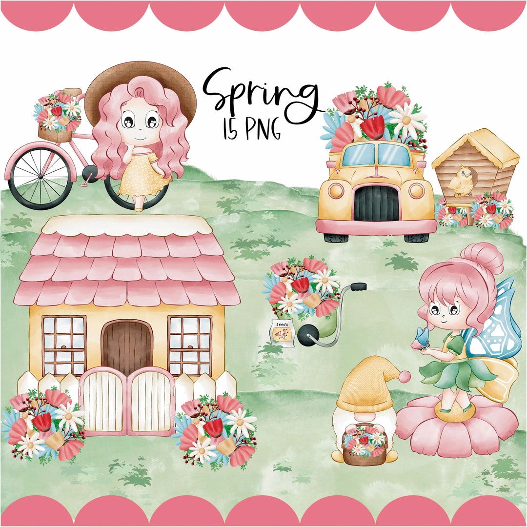 Spring Time Clipart Graphics | Digital Illustration With Commercial ...