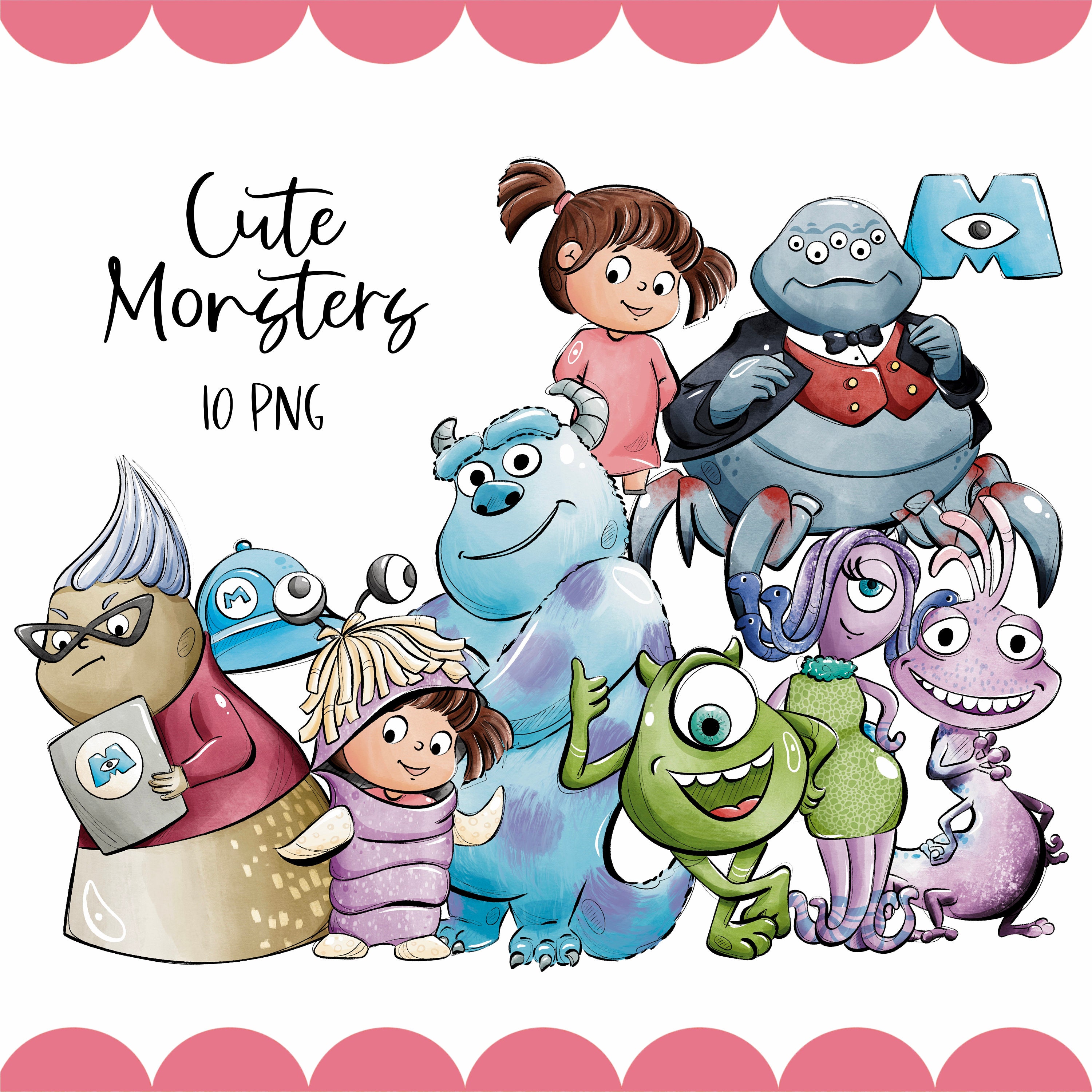 Cute Monsters Clipart 300 Dpi Digital Illustration Doodle Commercial ...