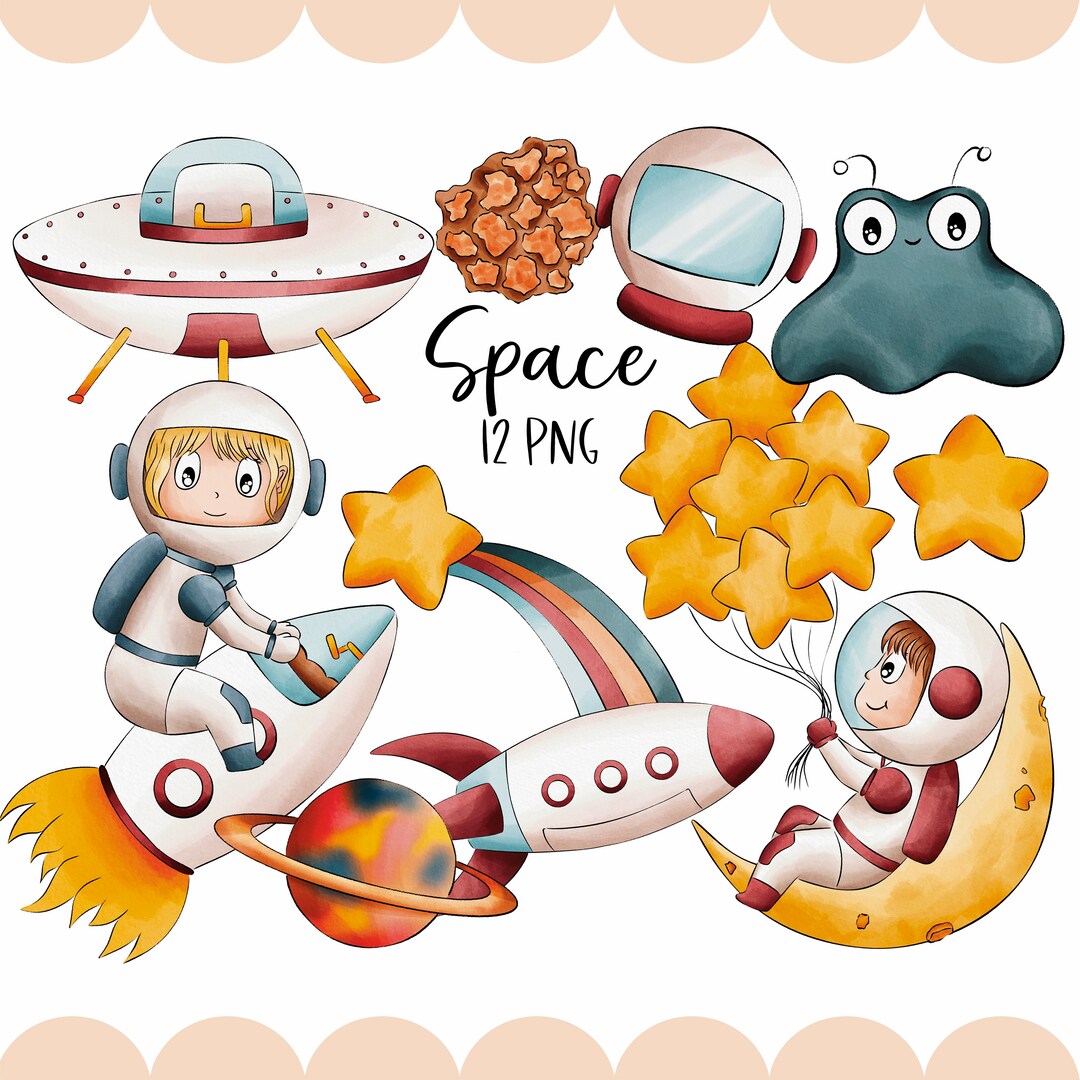 Space Kids Clipart Graphics | Digital Illustration | Commercial License ...
